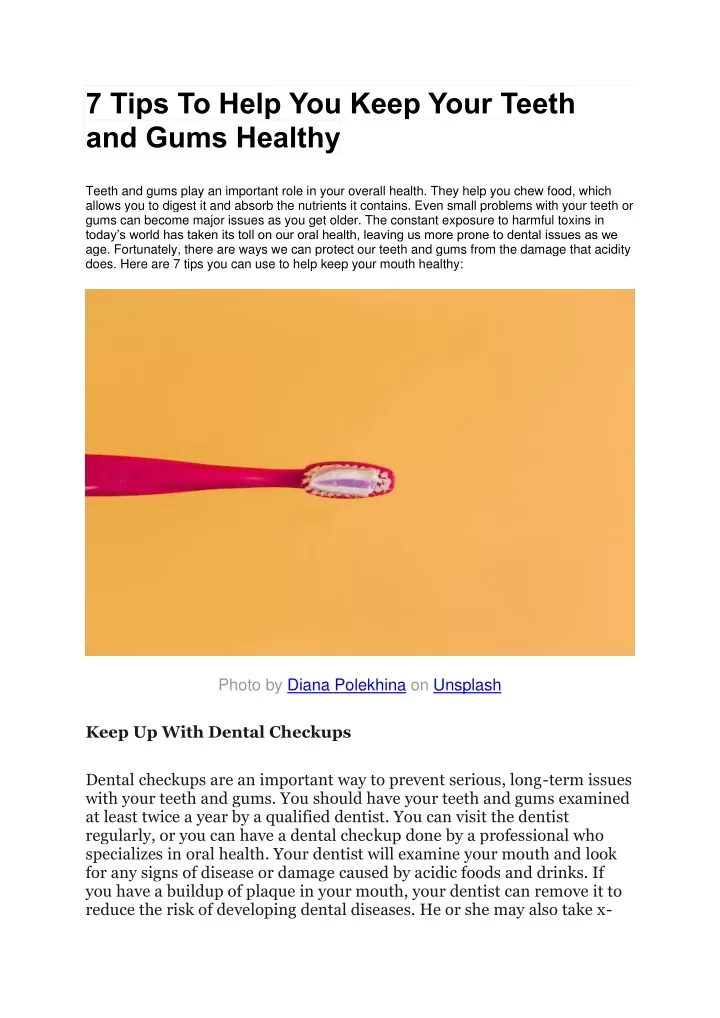 PPT - 7 Tips To Help You Keep Your Teeth and Gums Healthy PowerPoint ...