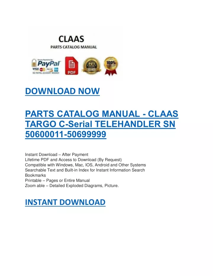 PPT - PARTS CATALOG MANUAL - CLAAS TARGO C-Serial TELEHANDLER SN ...
