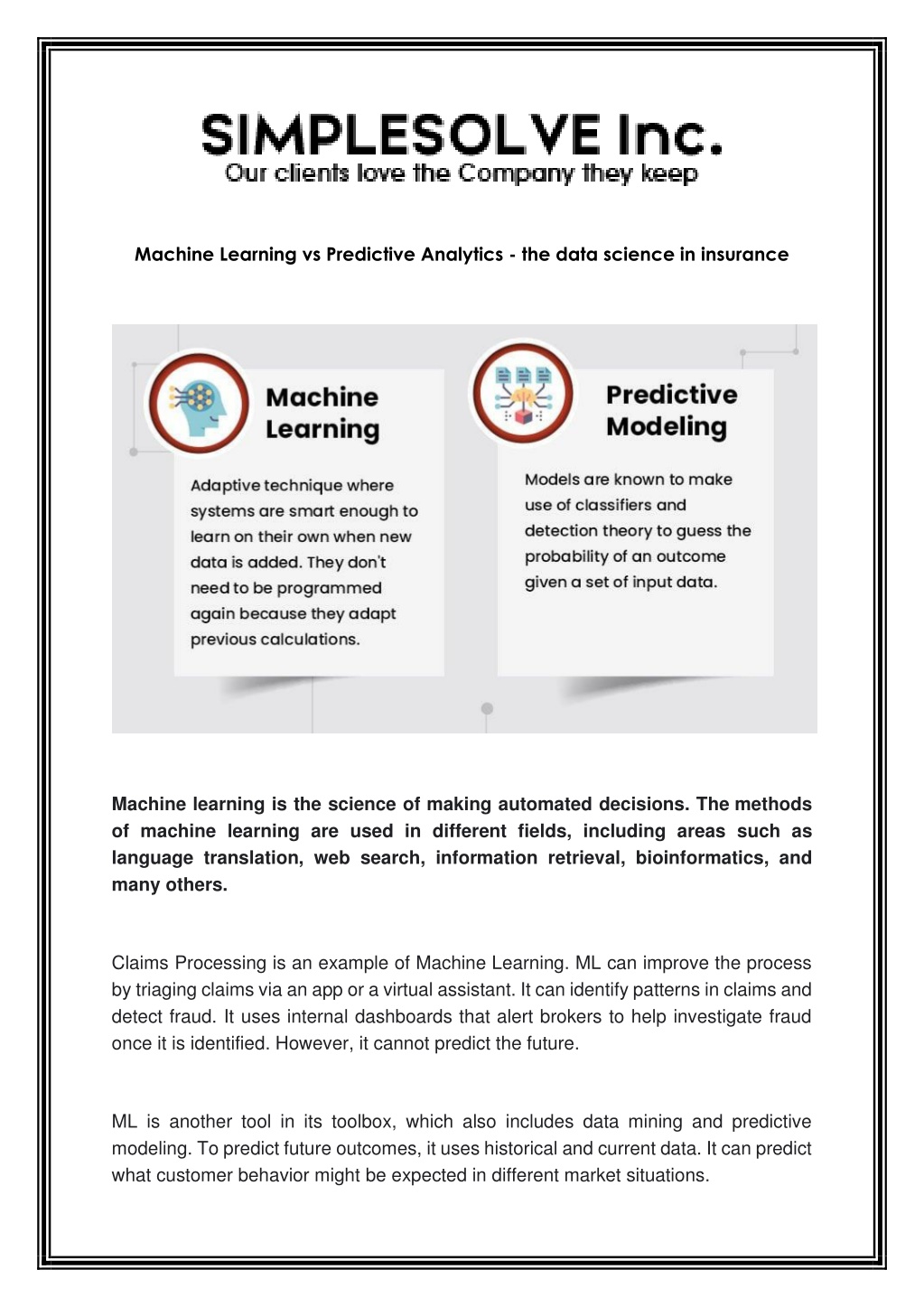 PPT - Machine Learning vs Predictive Analytics - the data science in insurance PowerPoint ...