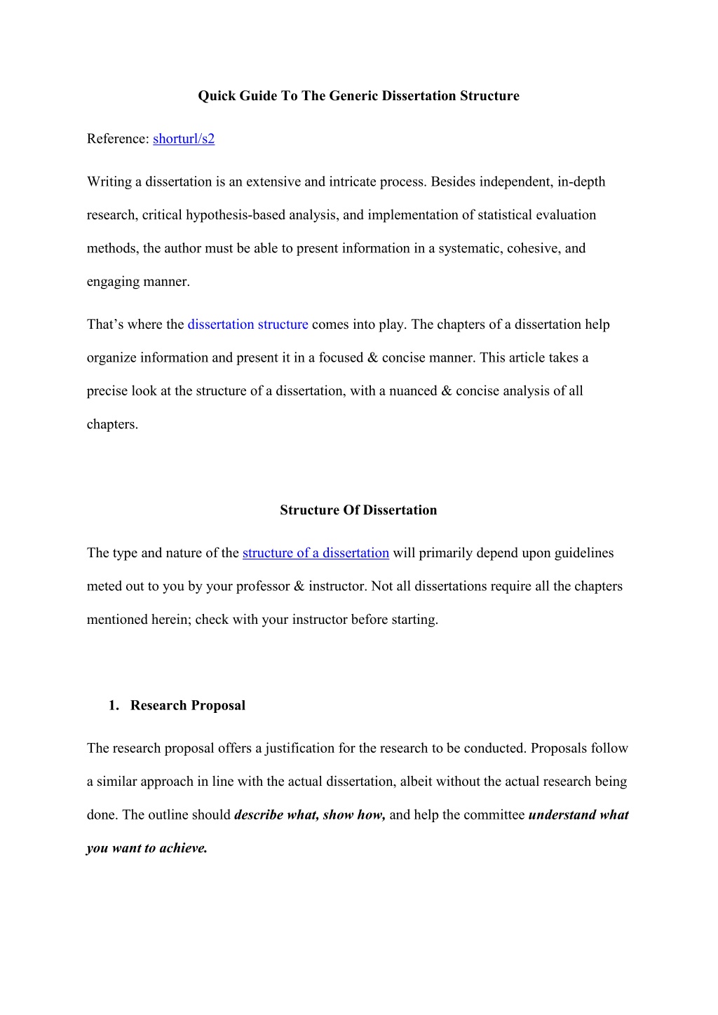 PPT - Quick Guide To The Generic Dissertation Structure PowerPoint ...
