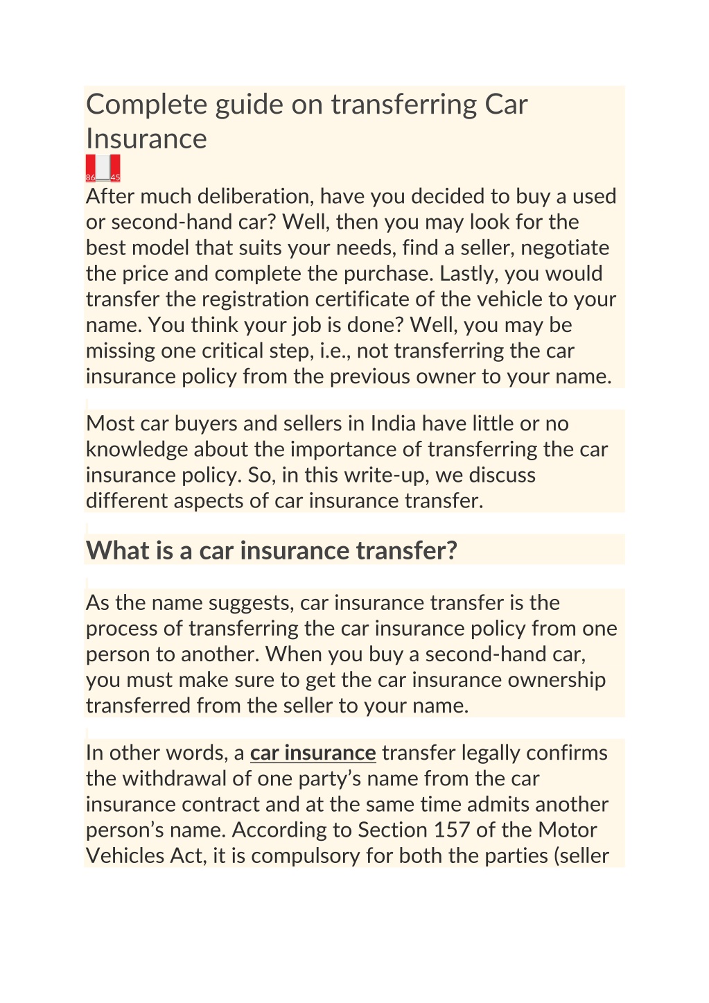 PPT - Complete guide on transferring Car Insurance PowerPoint ...