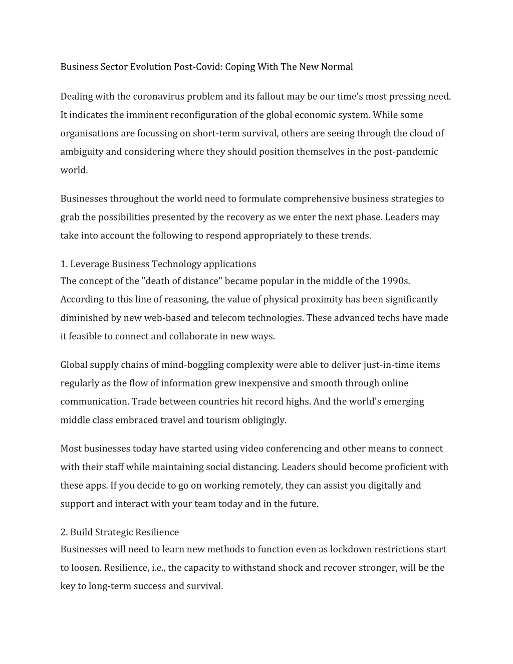 PPT - Business Sector Evolution Post-Covid Coping With The New Normal ...