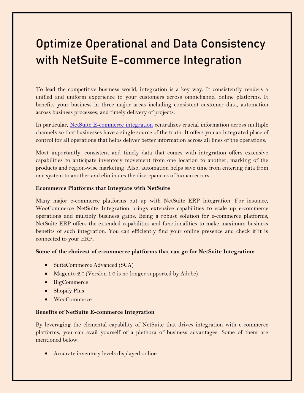 PPT - Optimize Operational and Data Consistency with NetSuite E-commerce Integration PowerPoint ...