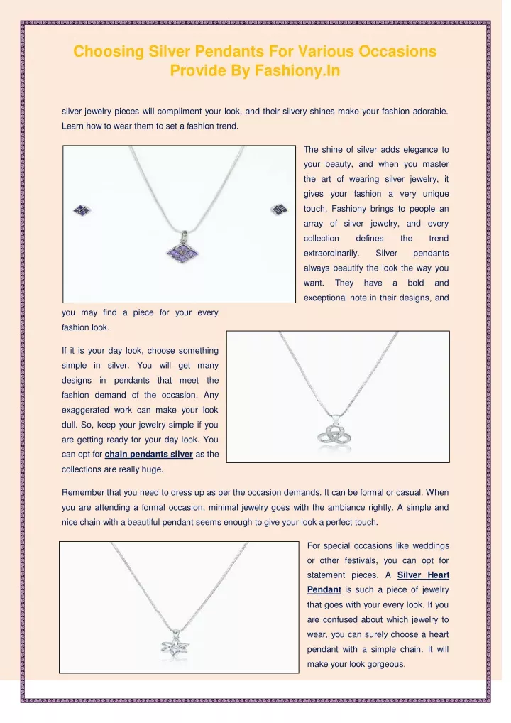 PPT - Choosing Silver Pendants For Various Occasions Provide By ...