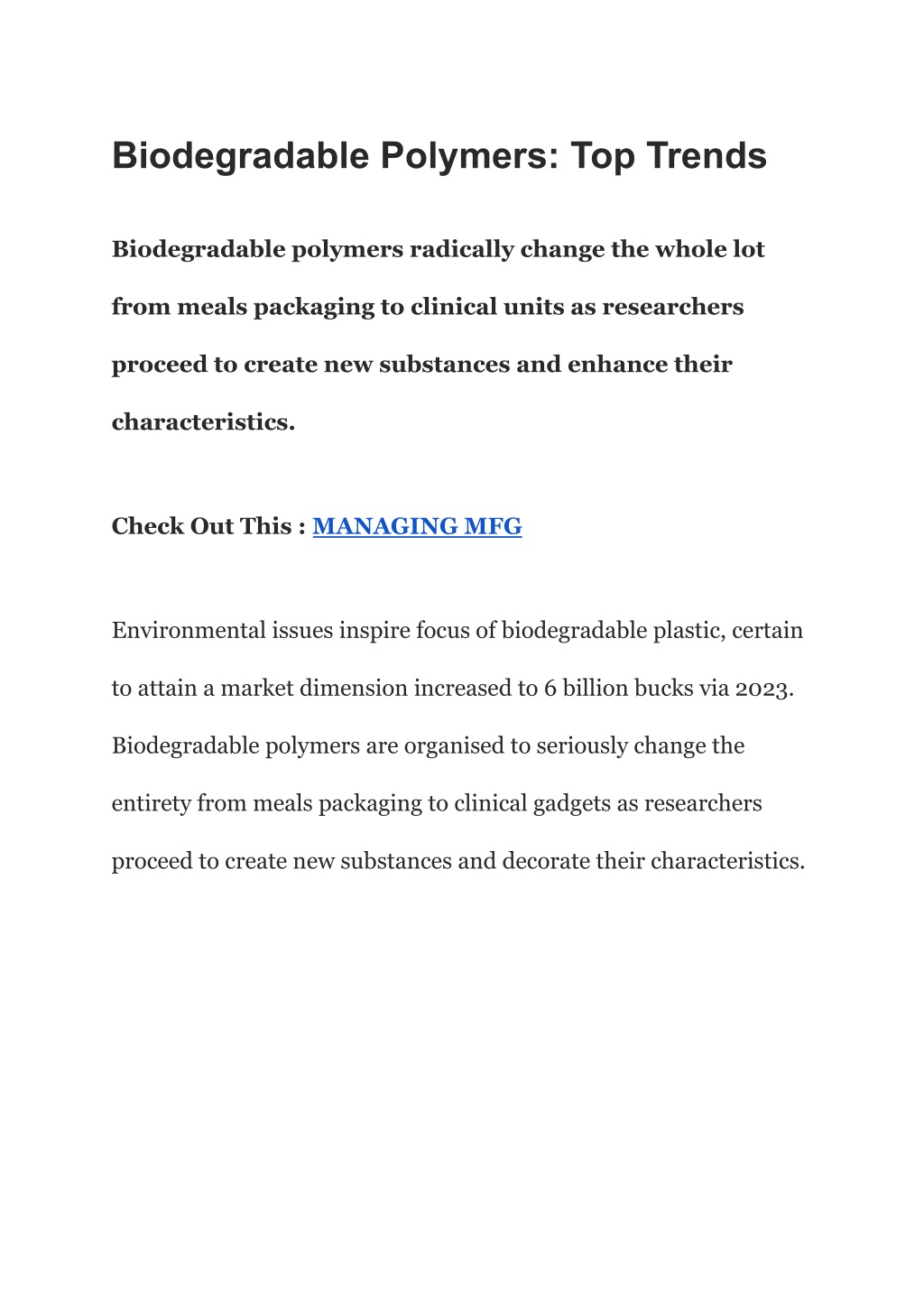 PPT - Biodegradable Polymers Top Trends PowerPoint Presentation, free ...