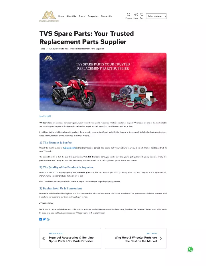 PPT - TVS spare parts exporter PowerPoint Presentation, free download - ID:11688857