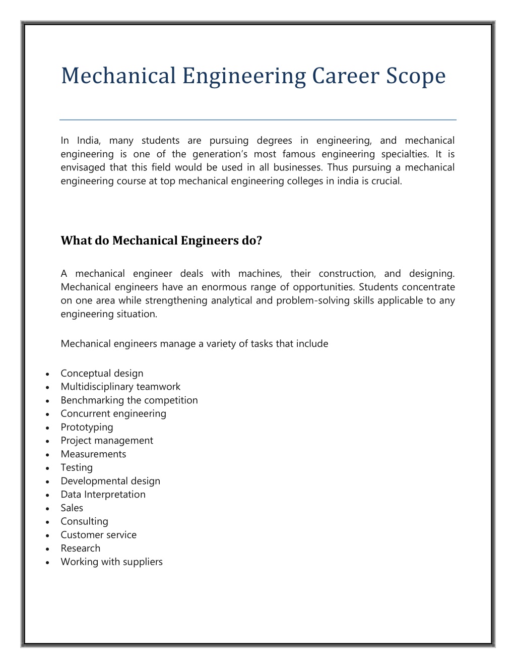 PPT - Mechanical Engineering Career Scope PowerPoint Presentation, free ...
