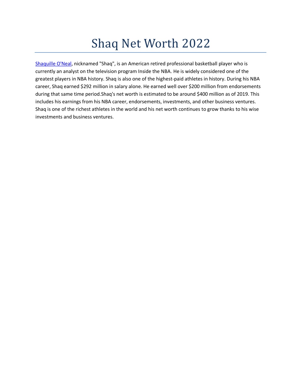 PPT - Shaq Net Worth 2022 PowerPoint Presentation, free download - ID ...