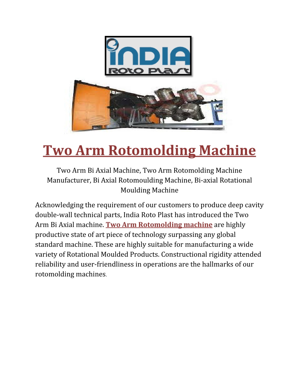 PPT - Two Arm Rotomolding Machine PowerPoint Presentation, free ...