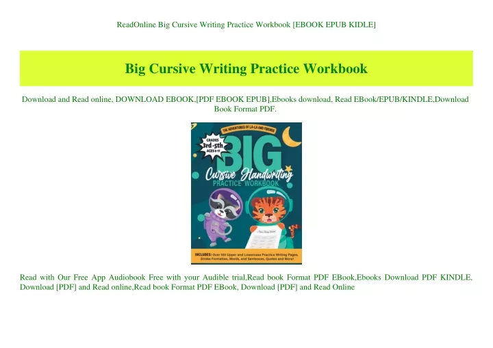 PPT - ReadOnline Big Cursive Writing Practice Workbook [EBOOK EPUB ...