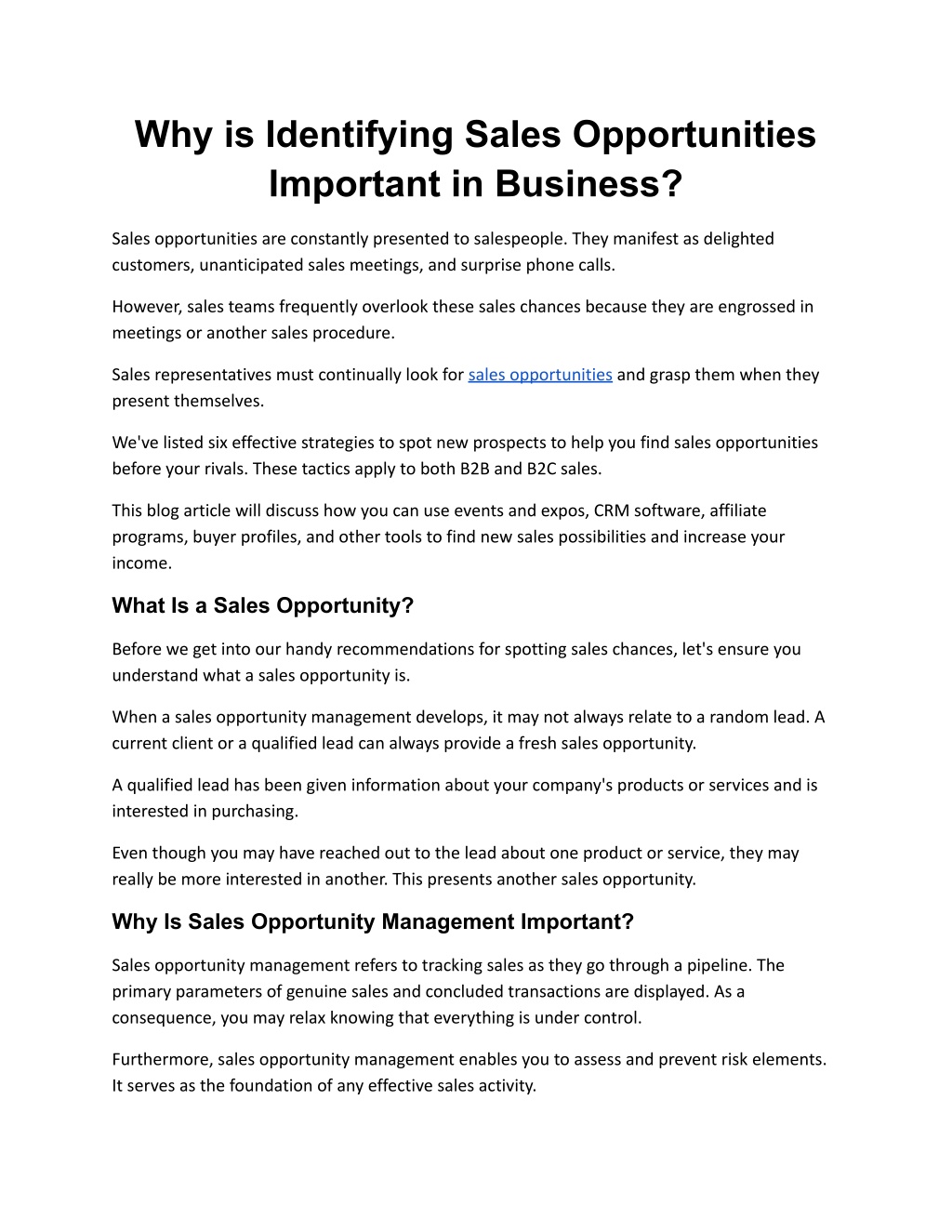 PPT - Why is Identifying Sales Opportunities Important in Business ...
