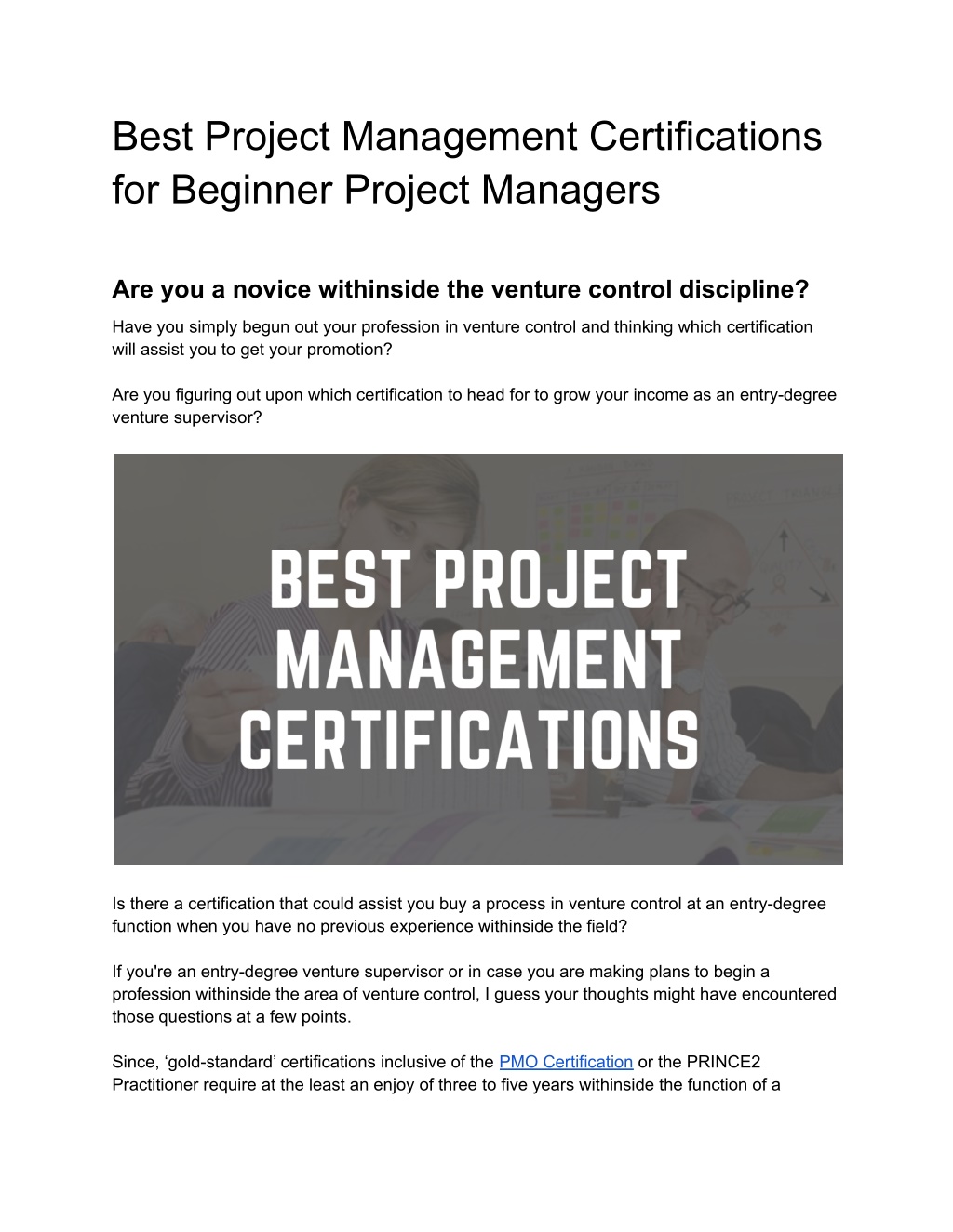 PPT - Best Project Management Certifications for Beginner Project ...