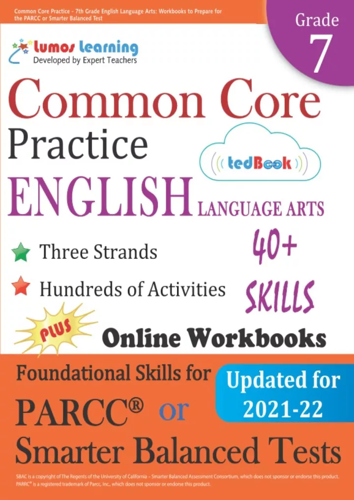 PPT - Common Core Practice 7th Grade English Language Arts Workbooks to ...