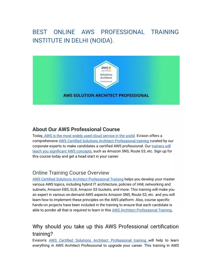 PPT - BEST ONLINE AWS PROFESSIONAL TRAINING INSTITUTE IN DELHI (NOIDA ...