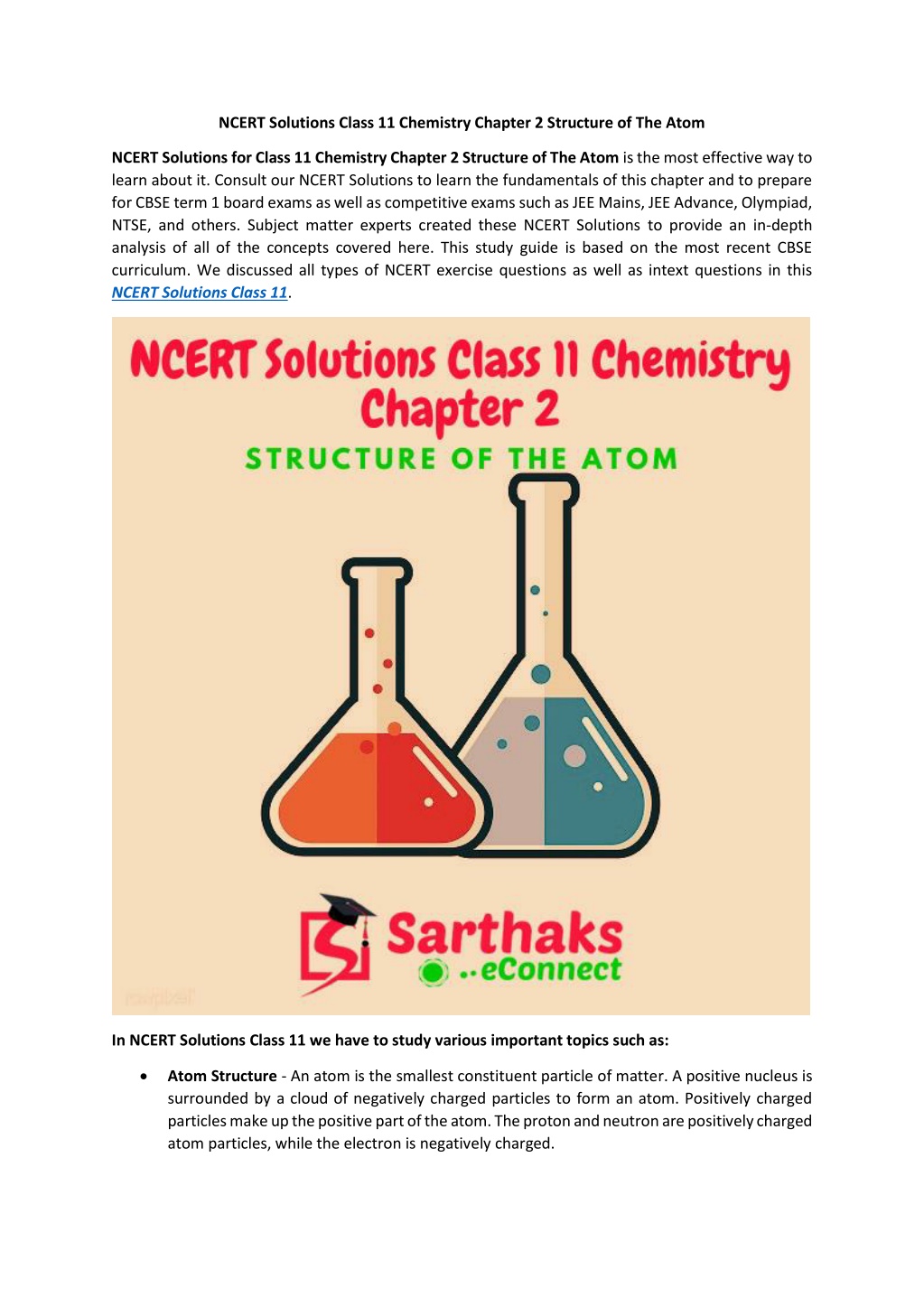 PPT - NCERT Solutions Class 11 Chemistry Chapter 2 Structure of The ...