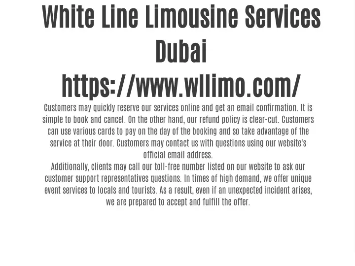 PPT - White Line Limousine Services Dubai PowerPoint Presentation, free ...