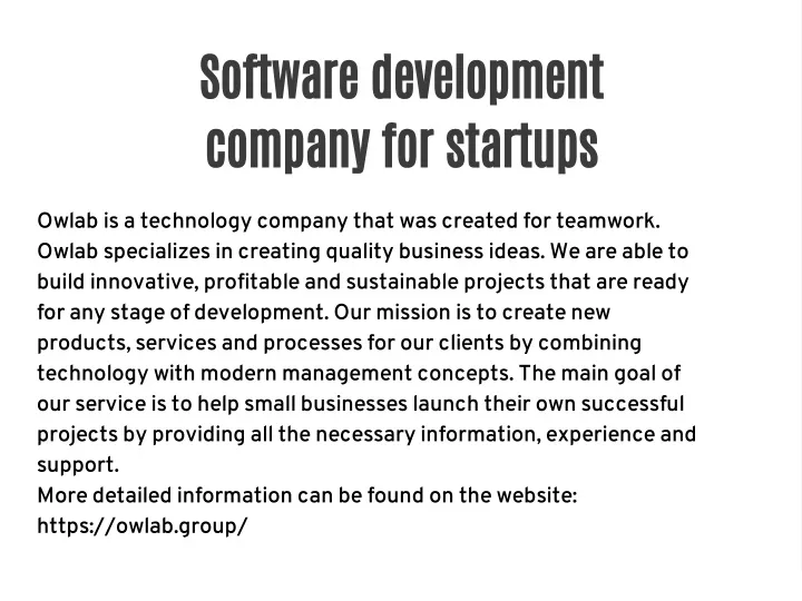 PPT - startup software development company PowerPoint Presentation, free download - ID:11701751