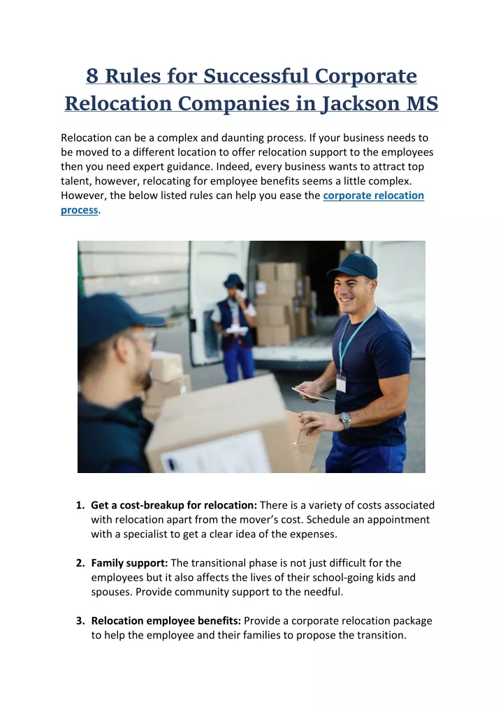 PPT - 8 Rules for Successful Corporate Relocation Companies in Jackson ...