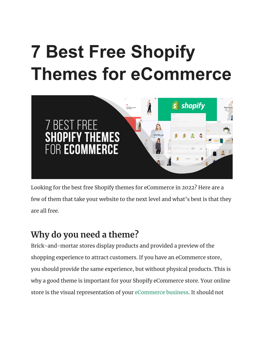 PPT - 7 Best Free Shopify Themes for eCommerce PowerPoint Presentation ...