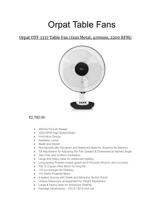 PPT - Table Fans_ Buy OrpatTable Fans in India Online _ OrpatGroup ...