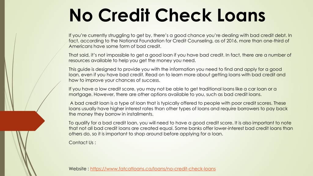 PPT - No Credit Check Loans PowerPoint Presentation, free download - ID ...