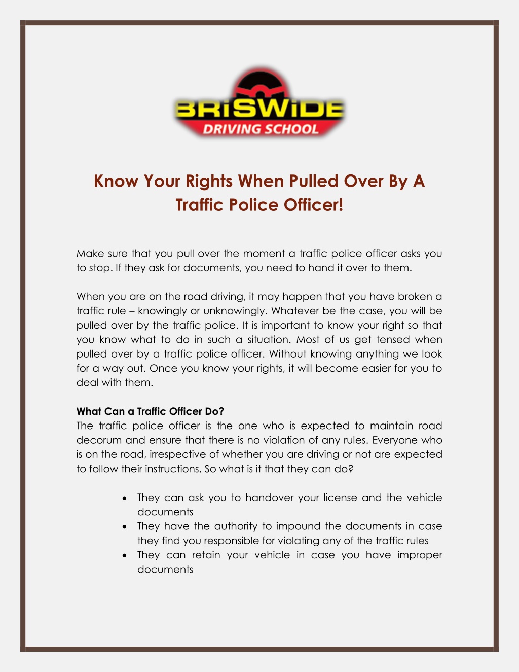 PPT - Know Your Rights When Pulled Over By A Traffic Police Officer ...