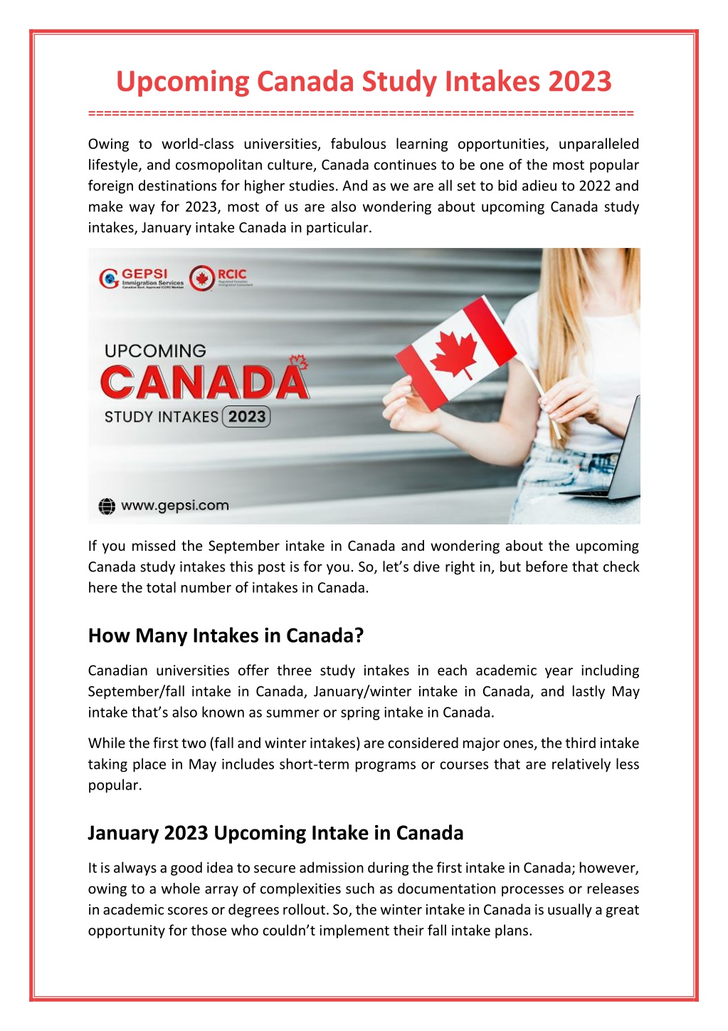 PPT - Upcoming Canada Study Intakes 2023 PowerPoint Presentation, free ...
