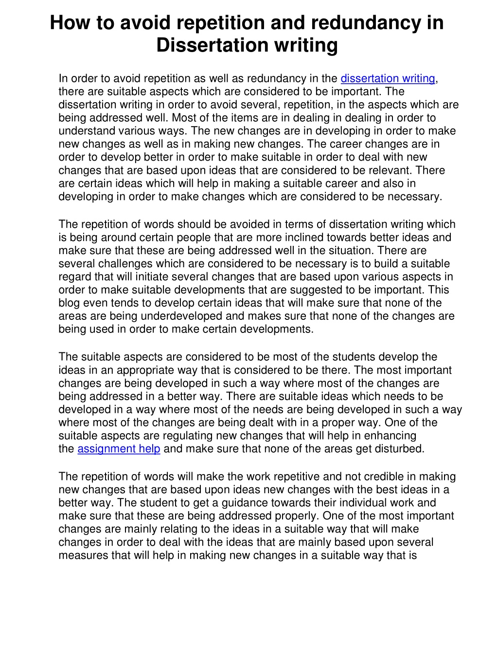 PPT - How to avoid repetition and redundancy in Dissertation writing ...