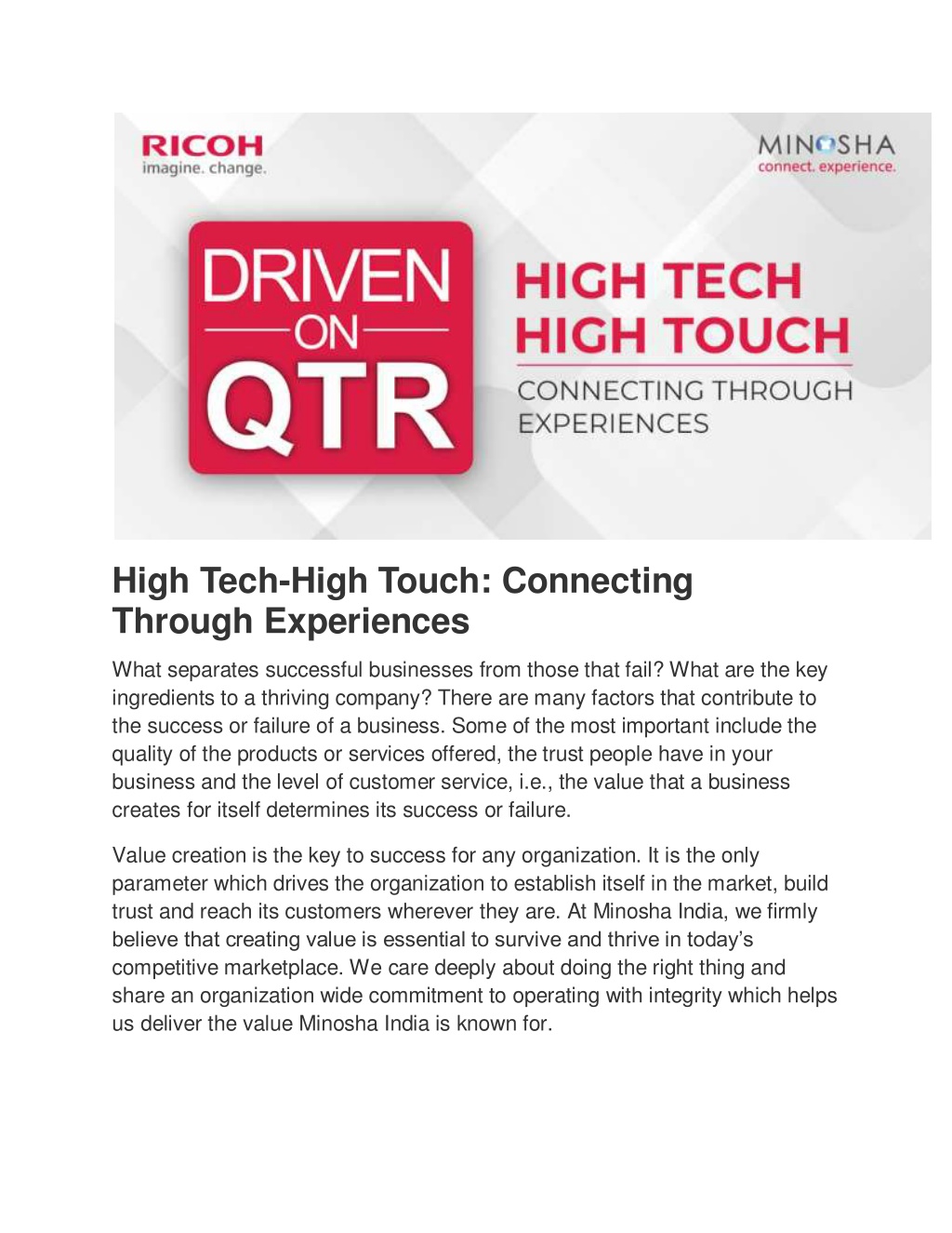 PPT - High Tech-High Touch- Connecting Through Experiences PowerPoint ...