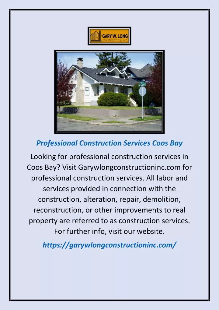PPT - Professional Construction Services Coos Bay | Garywlongconstructioninc.com PowerPoint ...