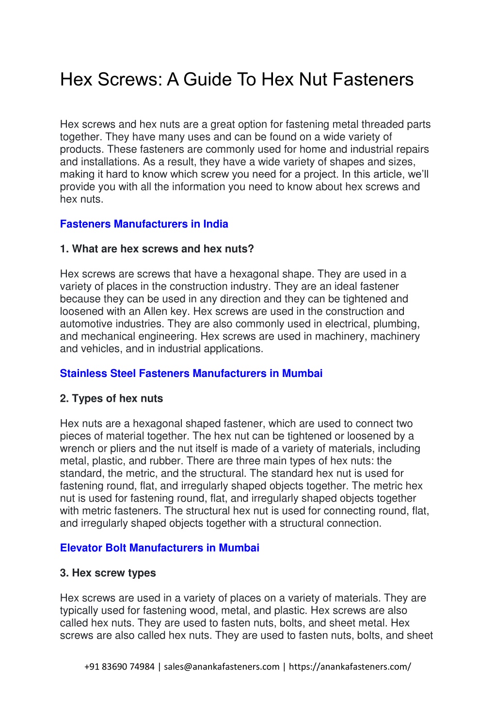 PPT - 4 Hex Screws A Guide To Hex Nut Fasteners PowerPoint Presentation ...