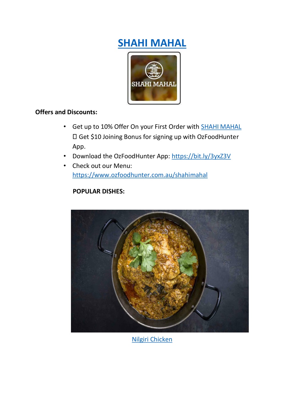 PPT - Upto 10% offer order now - Shahi Mahal Menu PowerPoint ...