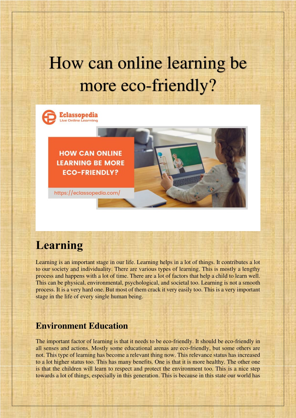 PPT - How can online learning be more eco-friendly PowerPoint ...