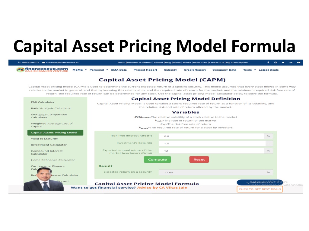PPT - Capital Assest Pricing Model Formula PowerPoint Presentation ...