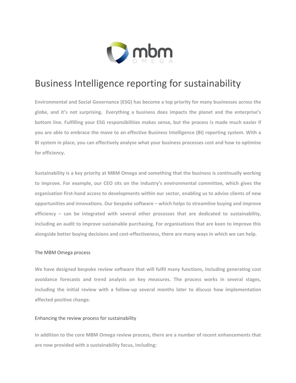 PPT - Business Intelligence reporting for sustainability - MBM Omega PowerPoint Presentation ...