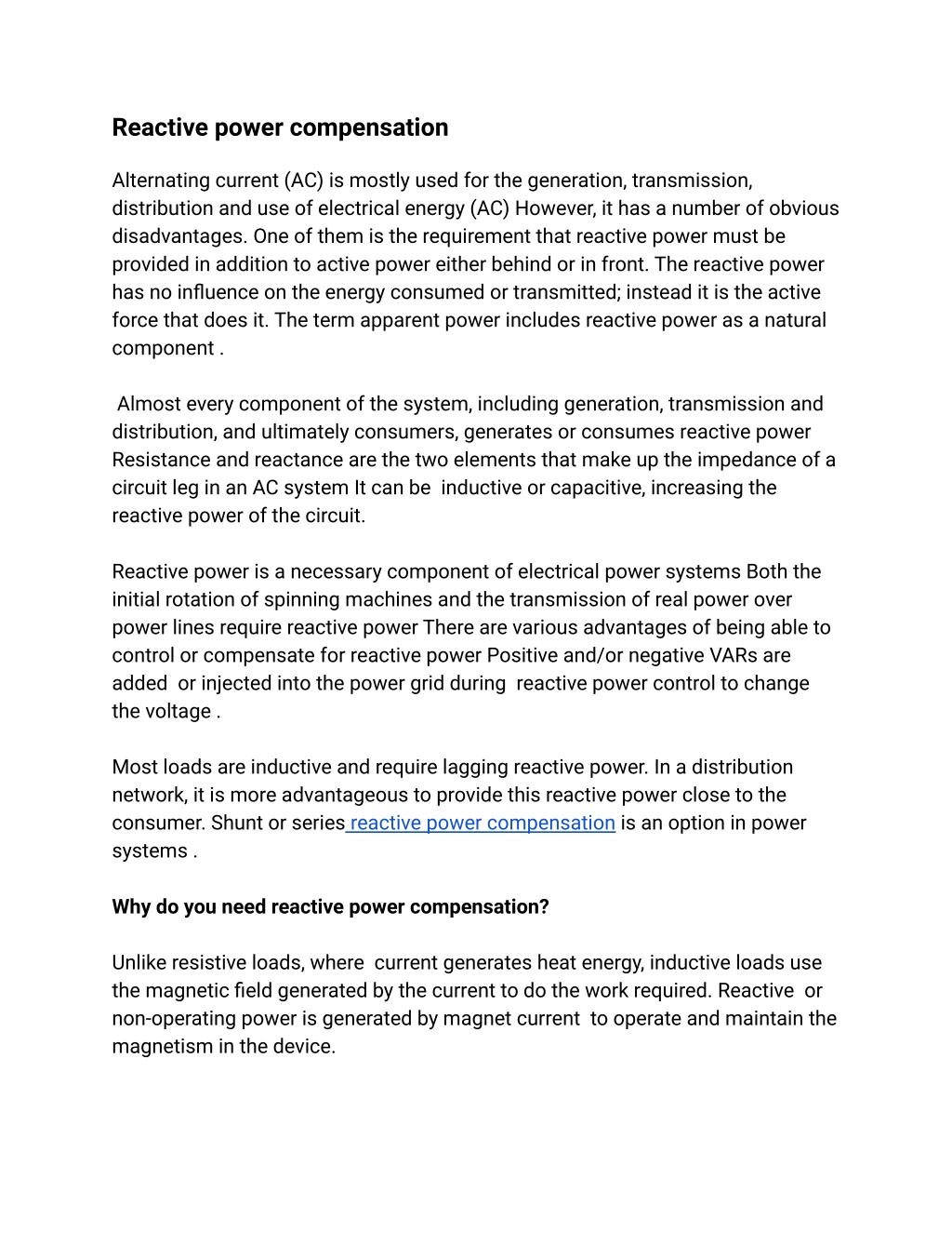 PPT - Reactive power compensation PowerPoint Presentation, free ...
