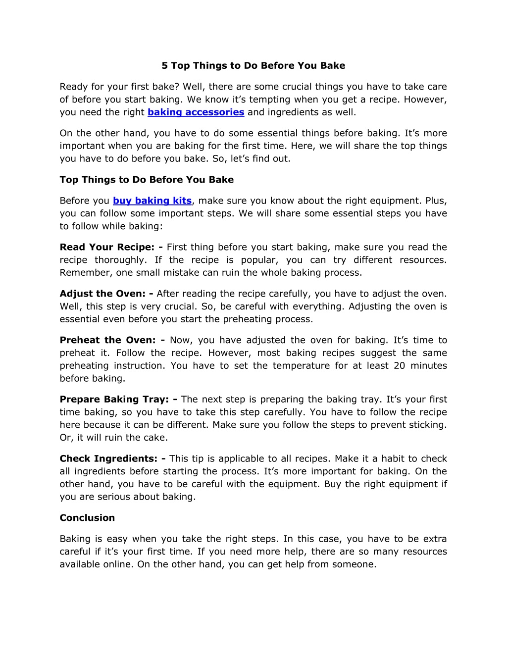 PPT - 5 Top Things to Do Before You Bake PowerPoint Presentation, free ...