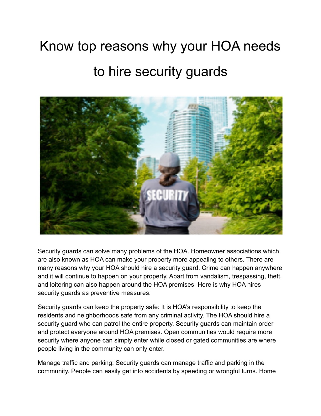 PPT - Know top reasons why your HOA needs to hire security guards ...