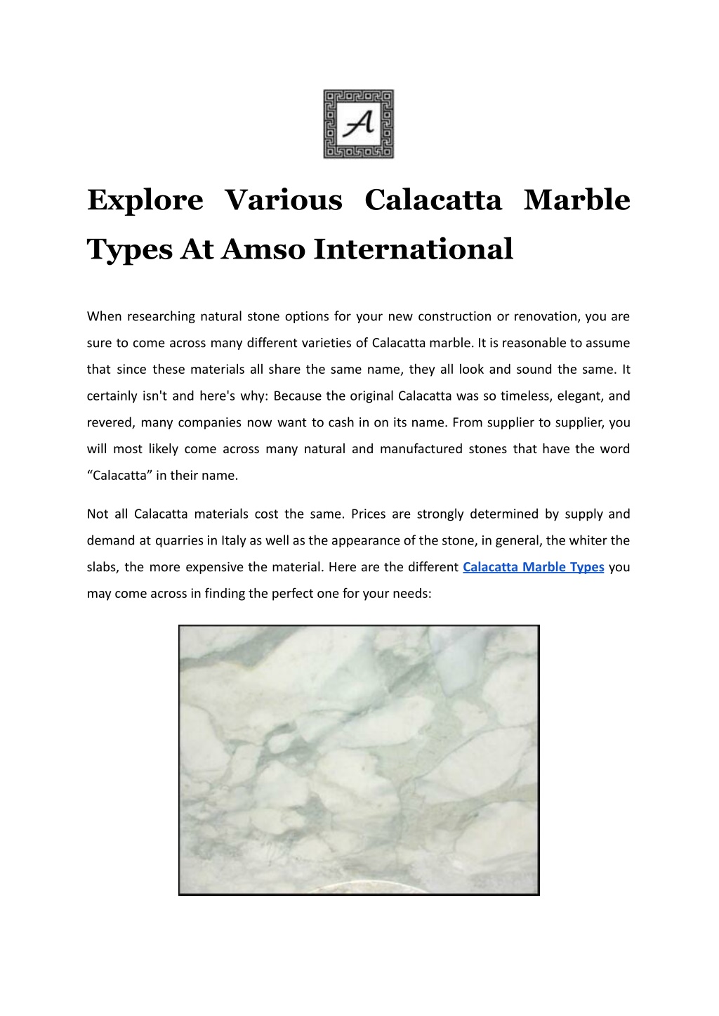 PPT - Explore Various Calacatta Marble Types At Amso International ...