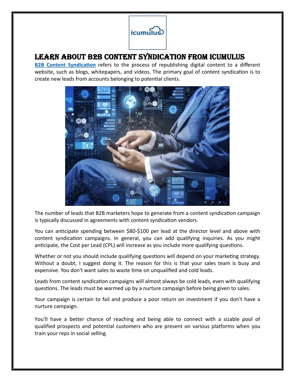 PPT - Learn About B2B Content Syndication From iCumulus PowerPoint Presentation - ID:11728920