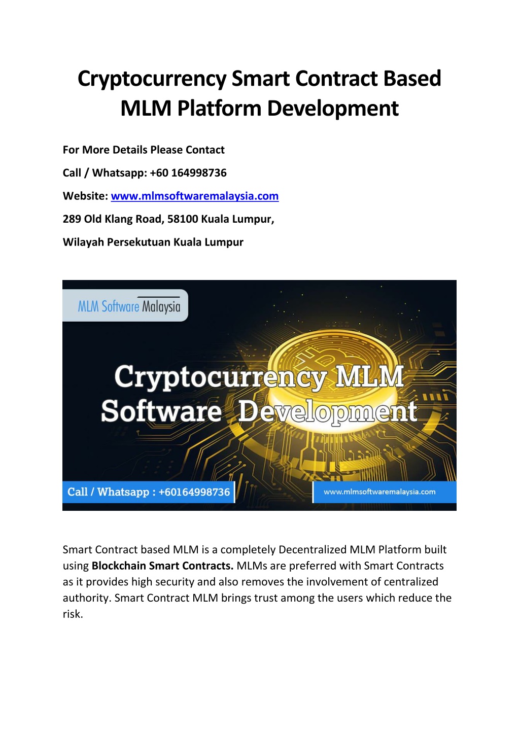 PPT - Cryptocurrency Smart Contract based MLM platform development ...
