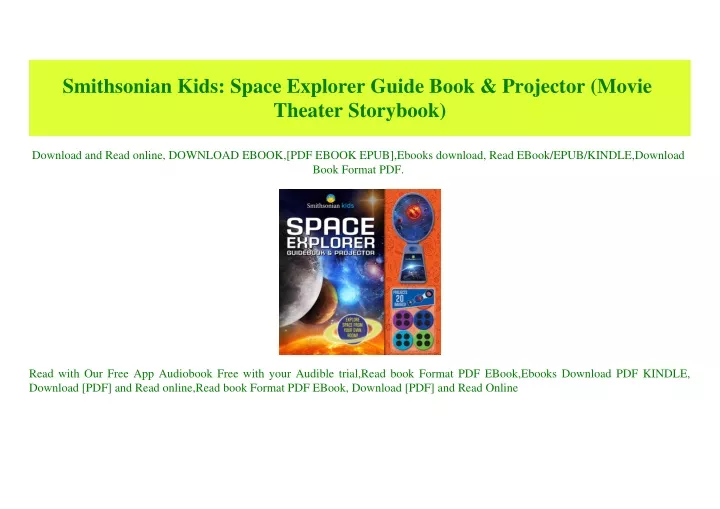 PPT - (READ)^ Smithsonian Kids Space Explorer Guide Book & Projector ...