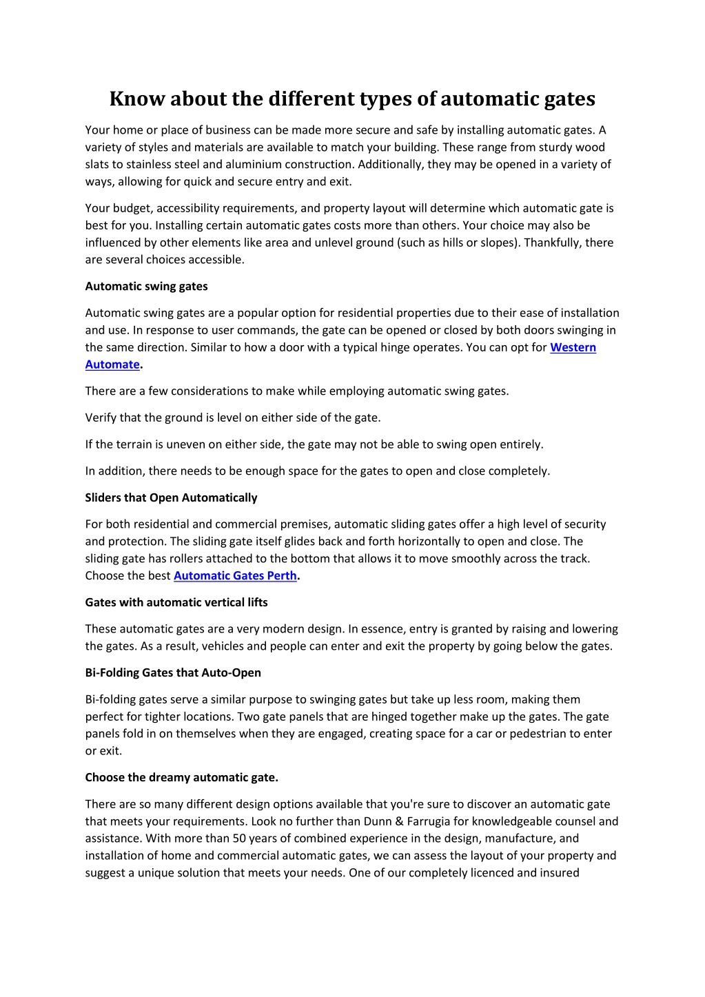 PPT - Know about the different types of automatic gates PowerPoint ...