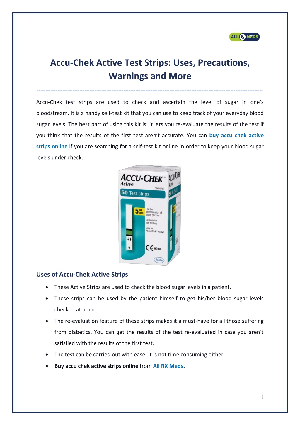 PPT - Accu-Chek Active Test Strips: Uses, Precautions, Warnings and ...