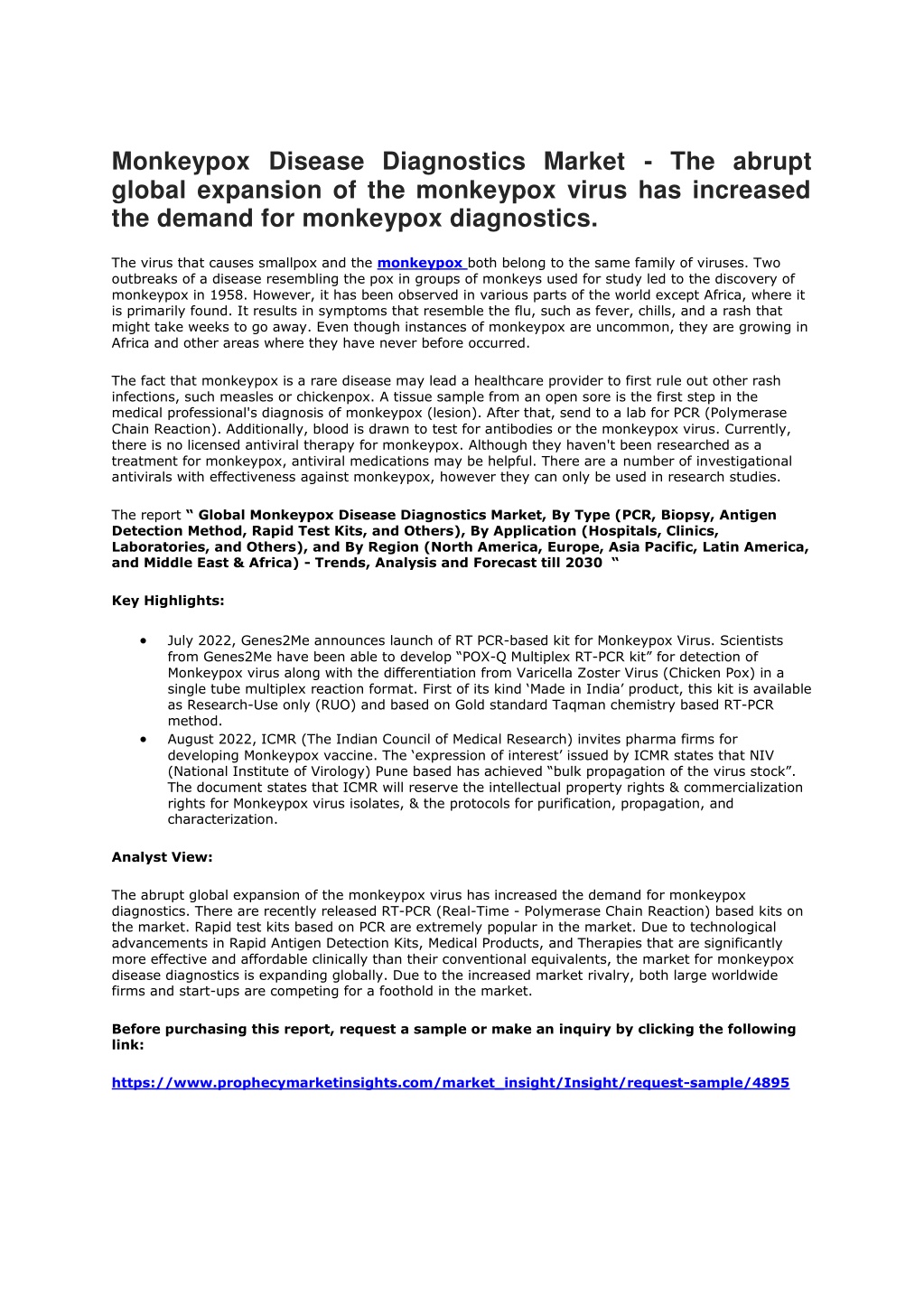 PPT - Monkeypox Disease Diagnostics Market PowerPoint Presentation ...
