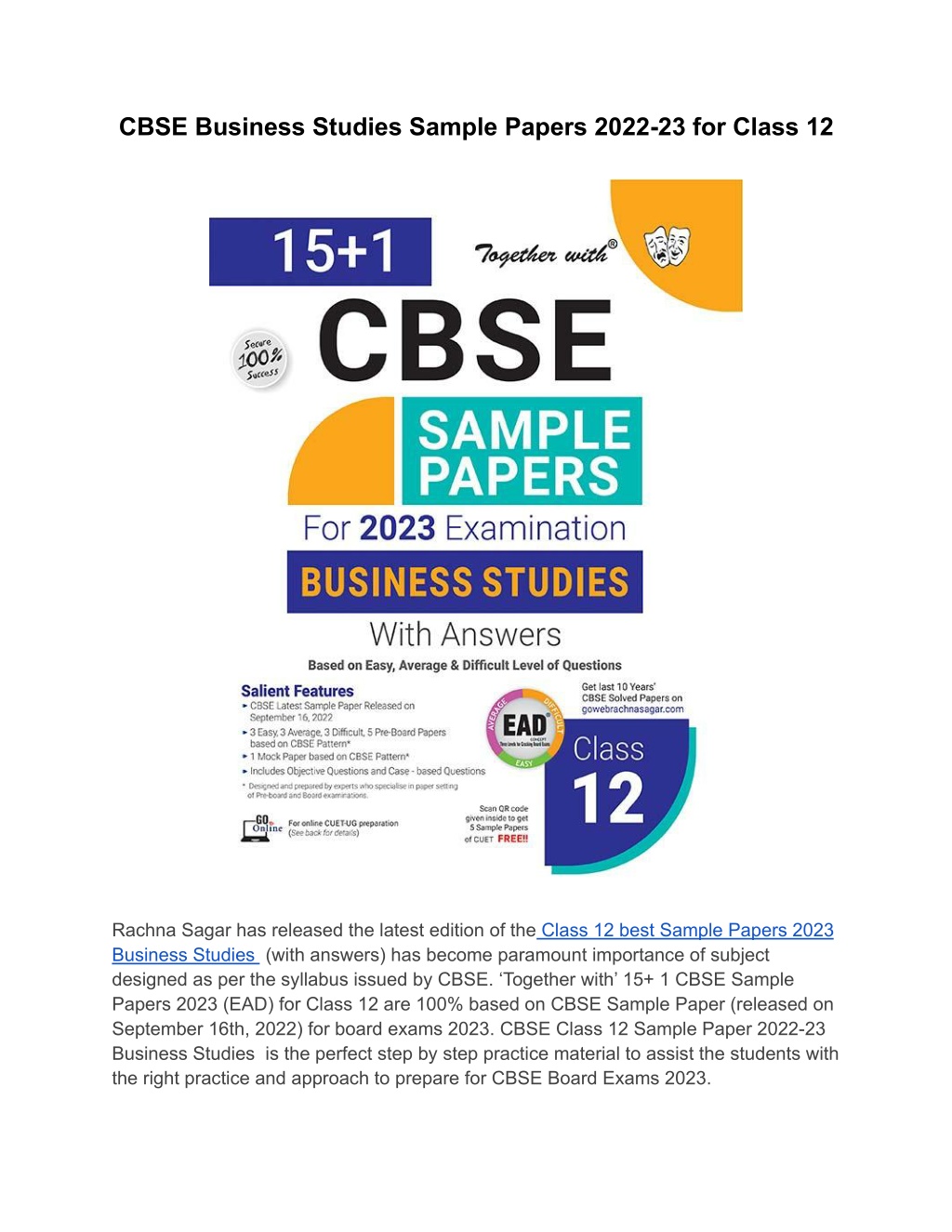 PPT - CBSE Business Studies Sample Papers 2022-23 for Class 12 ...