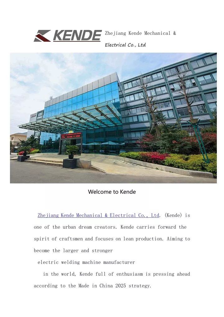 PPT - Zhejiang Kende Mechanical & Electrical Co., Ltd PowerPoint ...