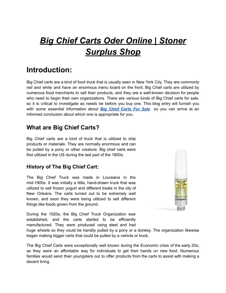 PPT - Big Chief Carts Oder Online _ Stoner Surplus Shop PowerPoint ...