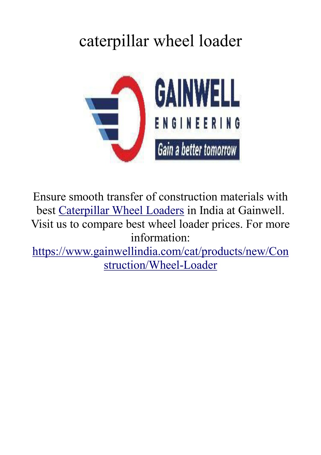 PPT - caterpillar wheel loader PowerPoint Presentation, free download - ID:11739087