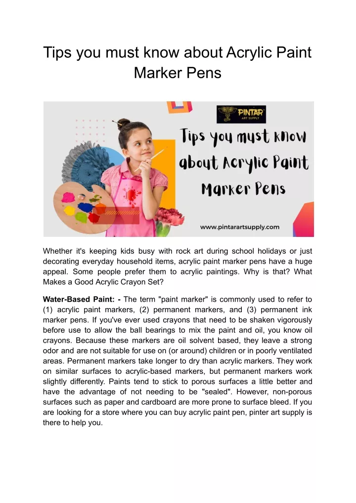 PPT - Tips you must know about Acrylic Paint Marker Pens PowerPoint ...